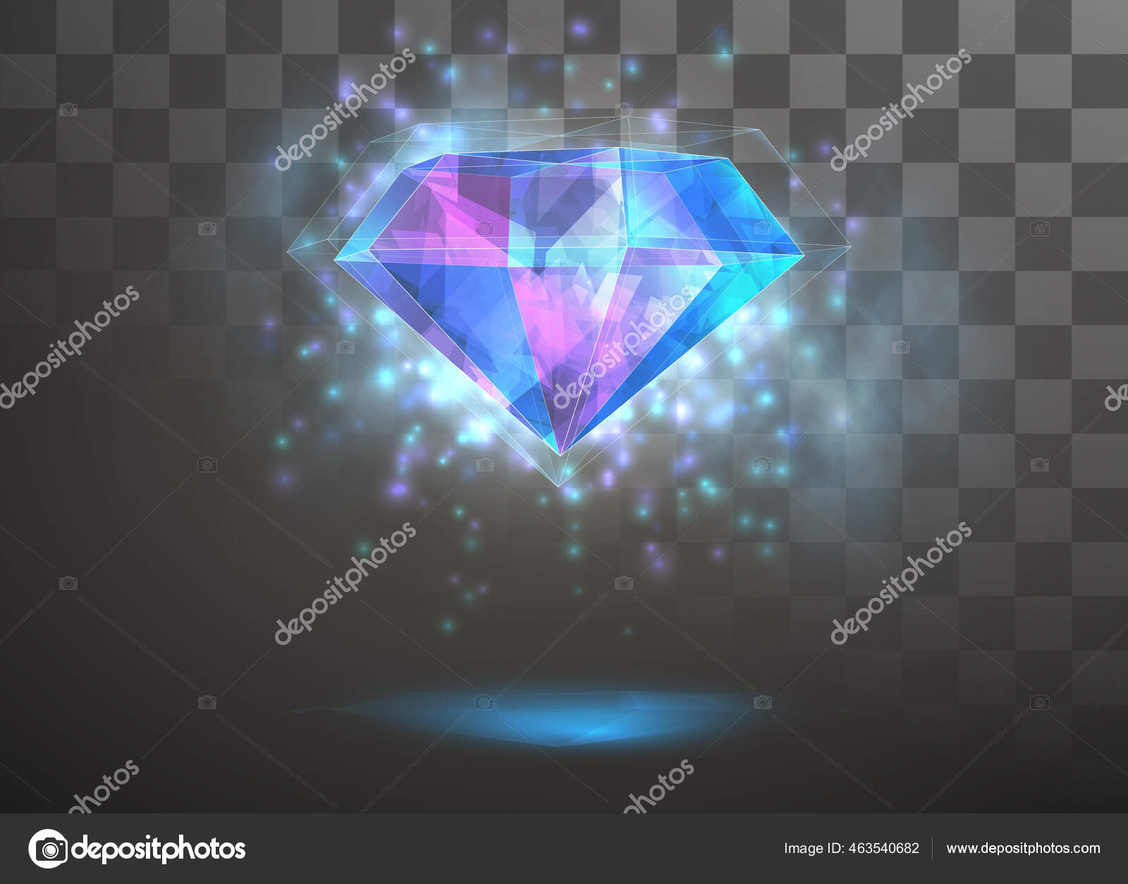 Vector Crystal Power Energy Elements Blue Violet Neon Glow Stock Vector ...