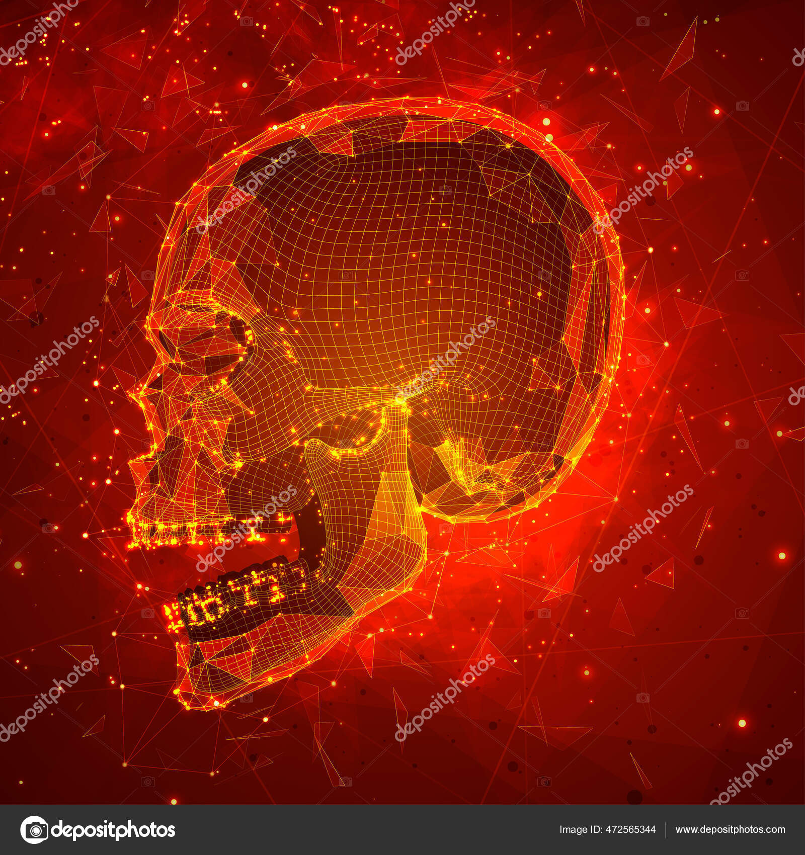 Lidská Lebka Vektorový Koncept Triangulátor Volumetrický Destrukce ...