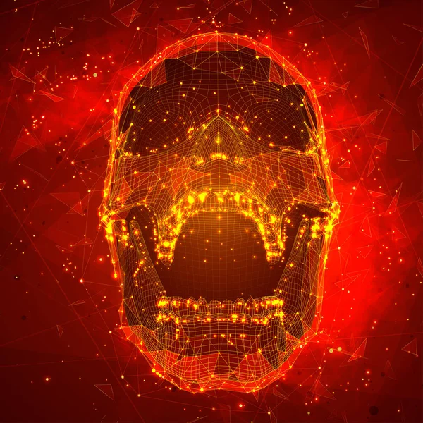 Tengkorak Manusia Konsep Vektor Triangulator Volumetrik Kehancuran Dan ...