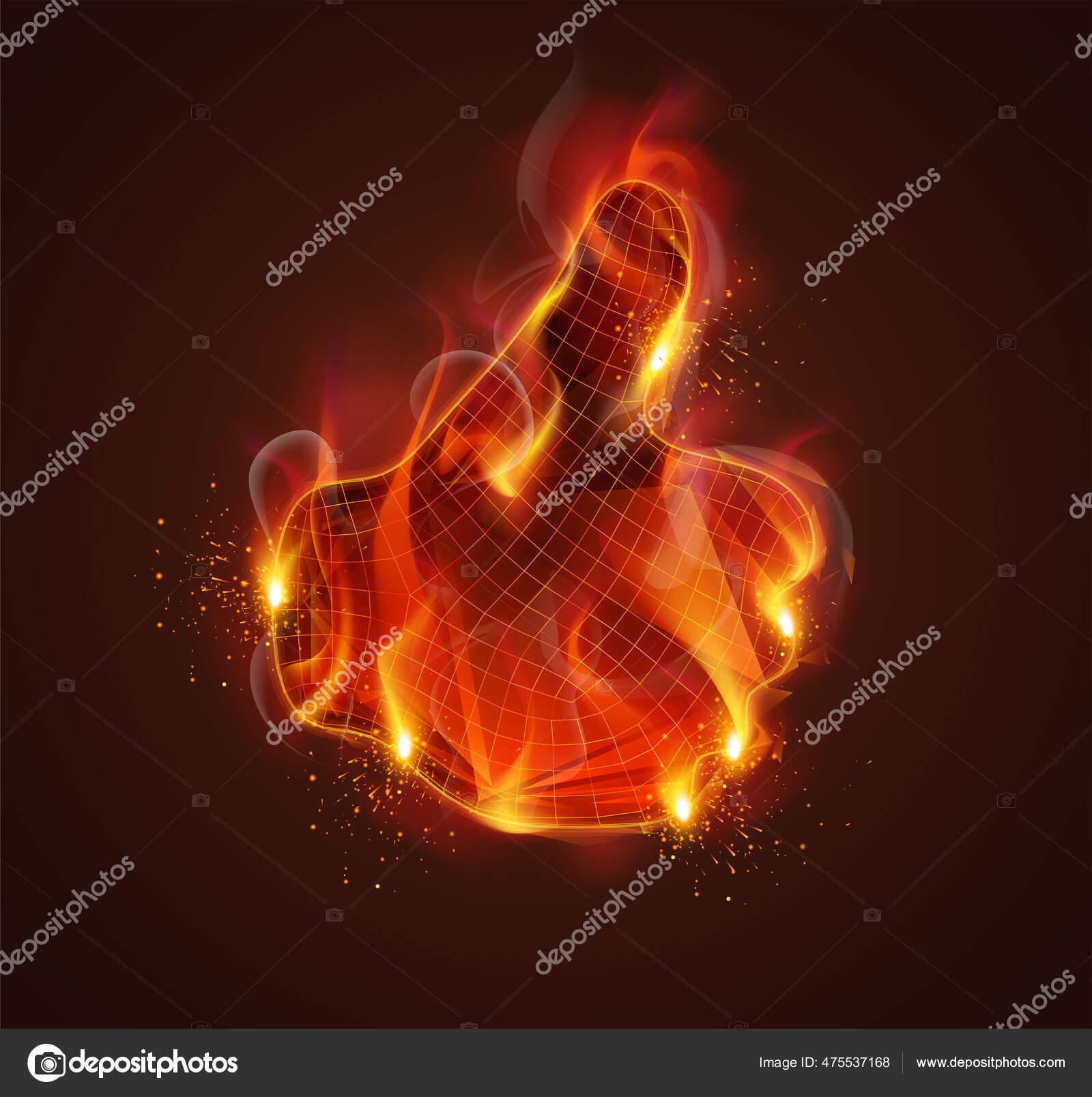 Vector Symbol Fire Smoke Sparks Dark Red Background Stock Vector by ...