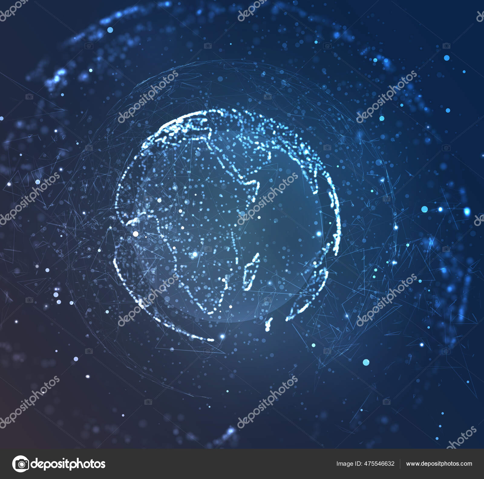Vector Globe Planet Earth Dots Concept Bigdata Processing Data ...