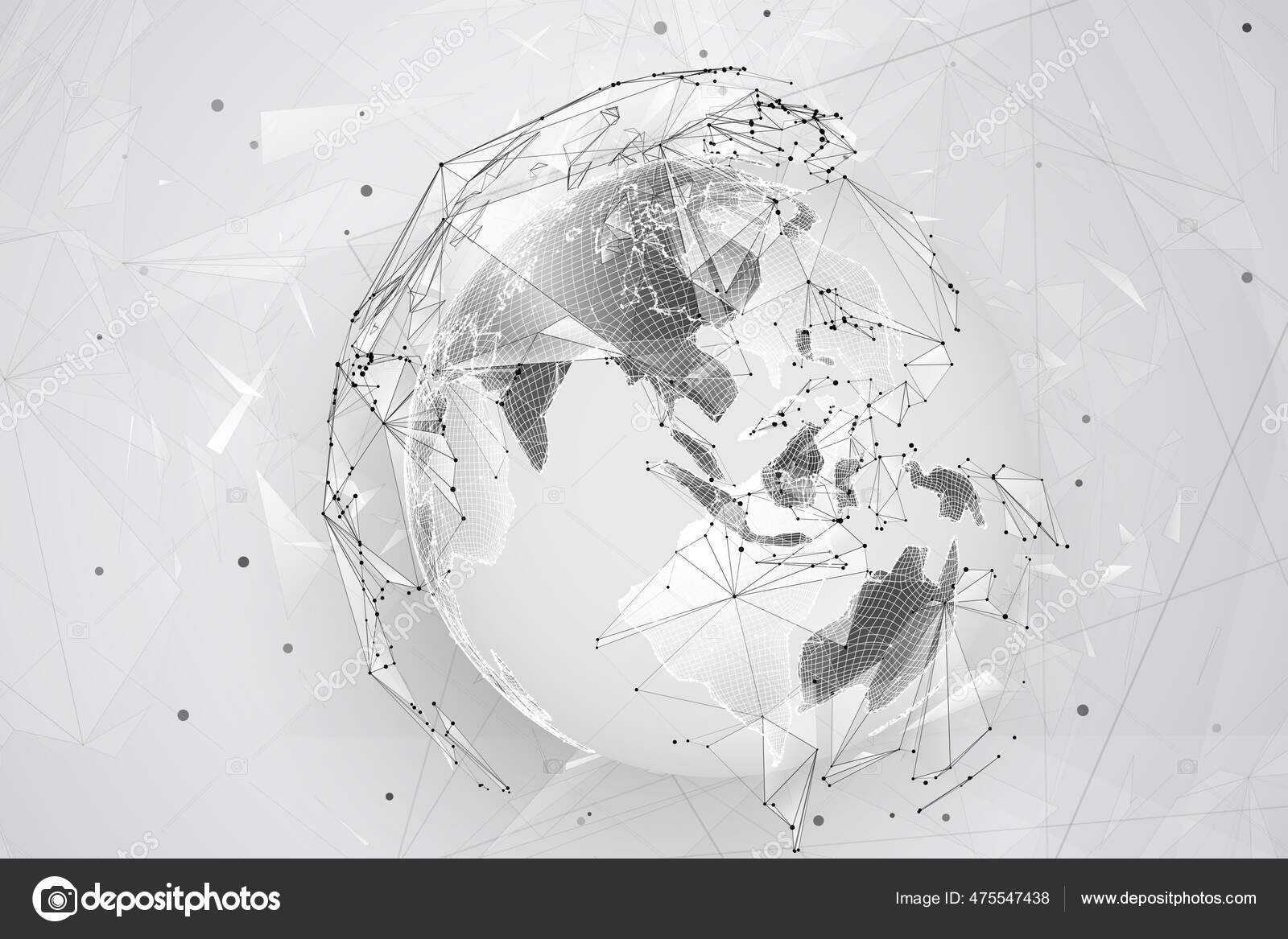 Vector Globe Planet Earth Dots Concept Bigdata Processing Data ...