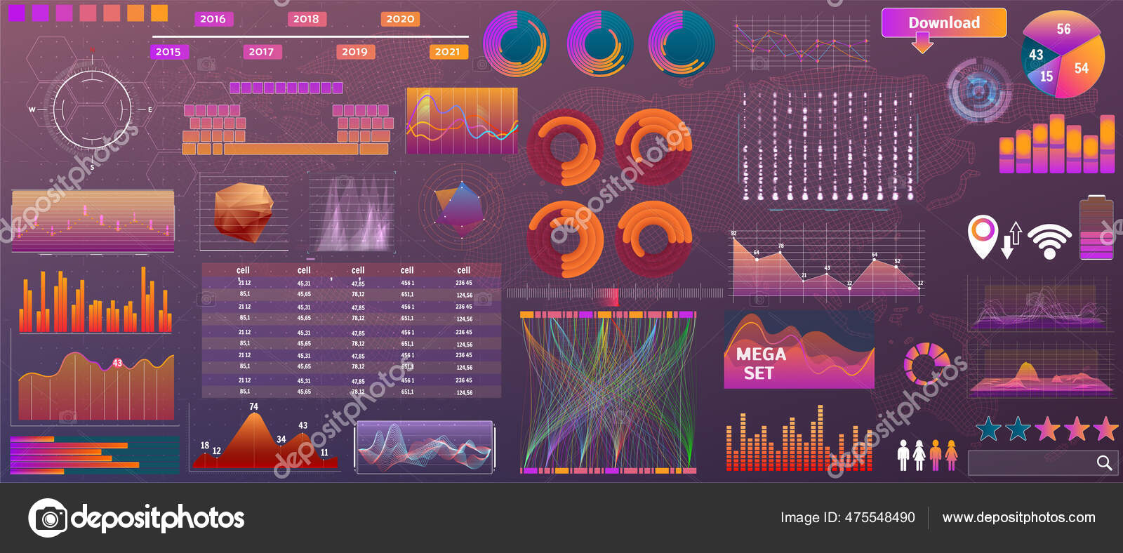 Vector Hud Big Set Elements Design Apps Devices Stock Vector Image by ...