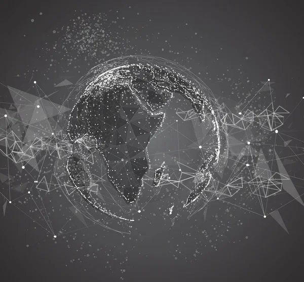 Vector Globe Planet Earth Dots Concept Bigdata Processing Data ...