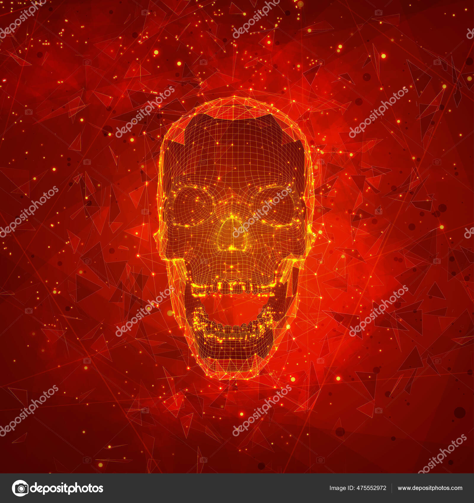 Lidská Lebka Vektorový Koncept Triangulátor Volumetrický Destrukce ...