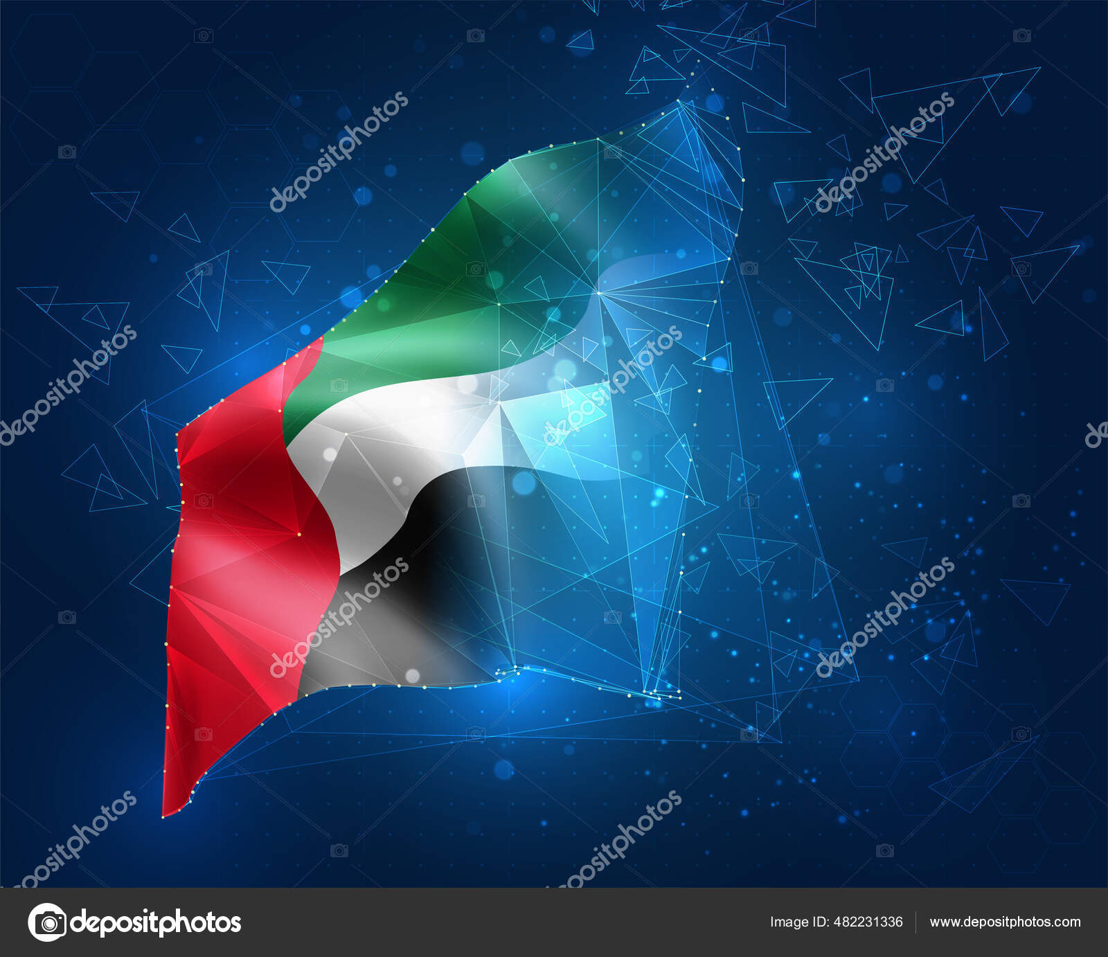 United Arab Emirates Vector Flag Virtual Abstract Object Triangular ...