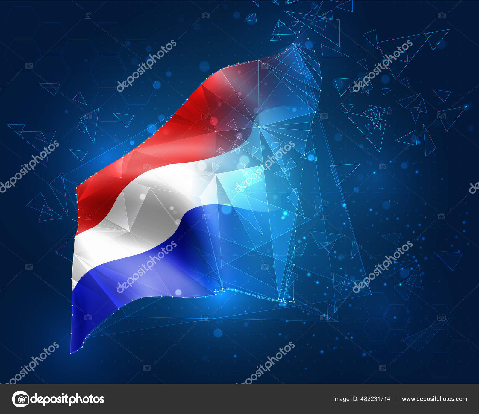 Netherlands Vector Flag Virtual Abstract Object Triangular Polygons ...
