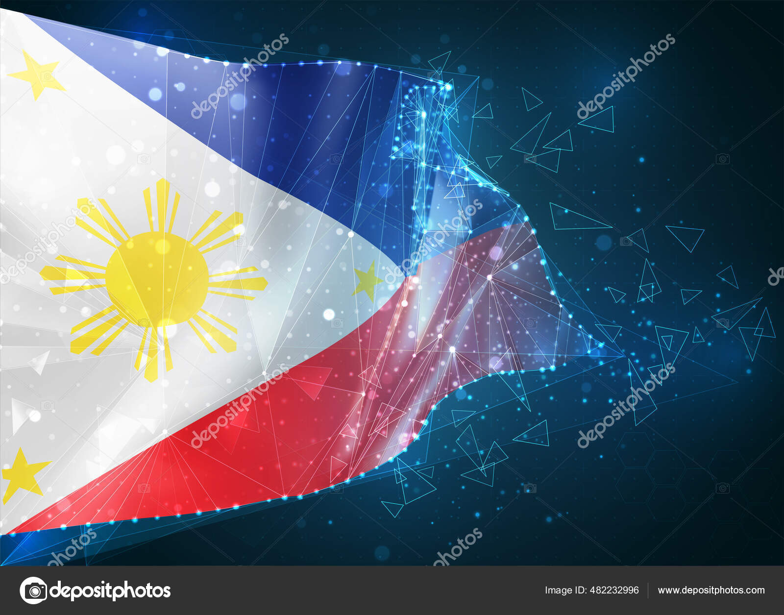 Philippines Vector Flag Virtual Abstract Object Triangular Polygons ...