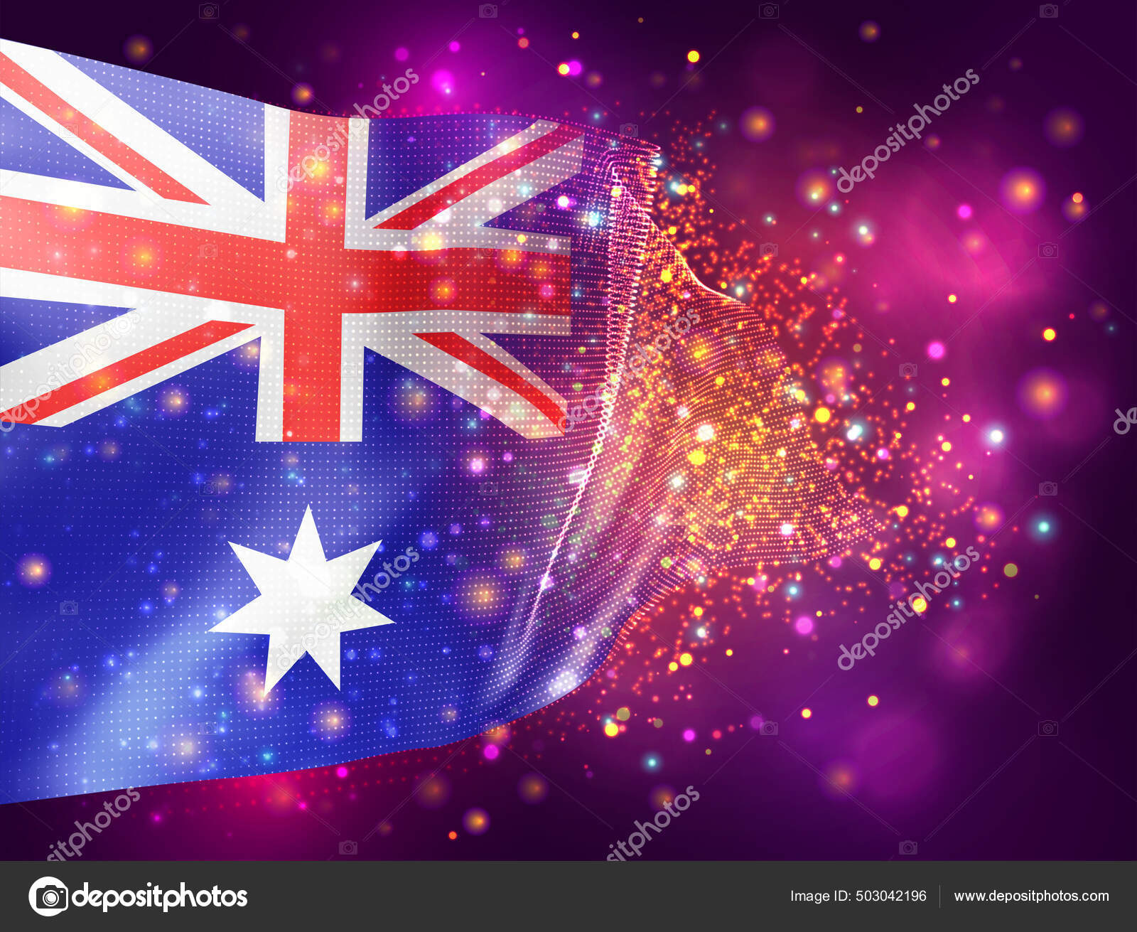 Australia Vector Flag Pink Purple Background Lighting Flares Stock ...