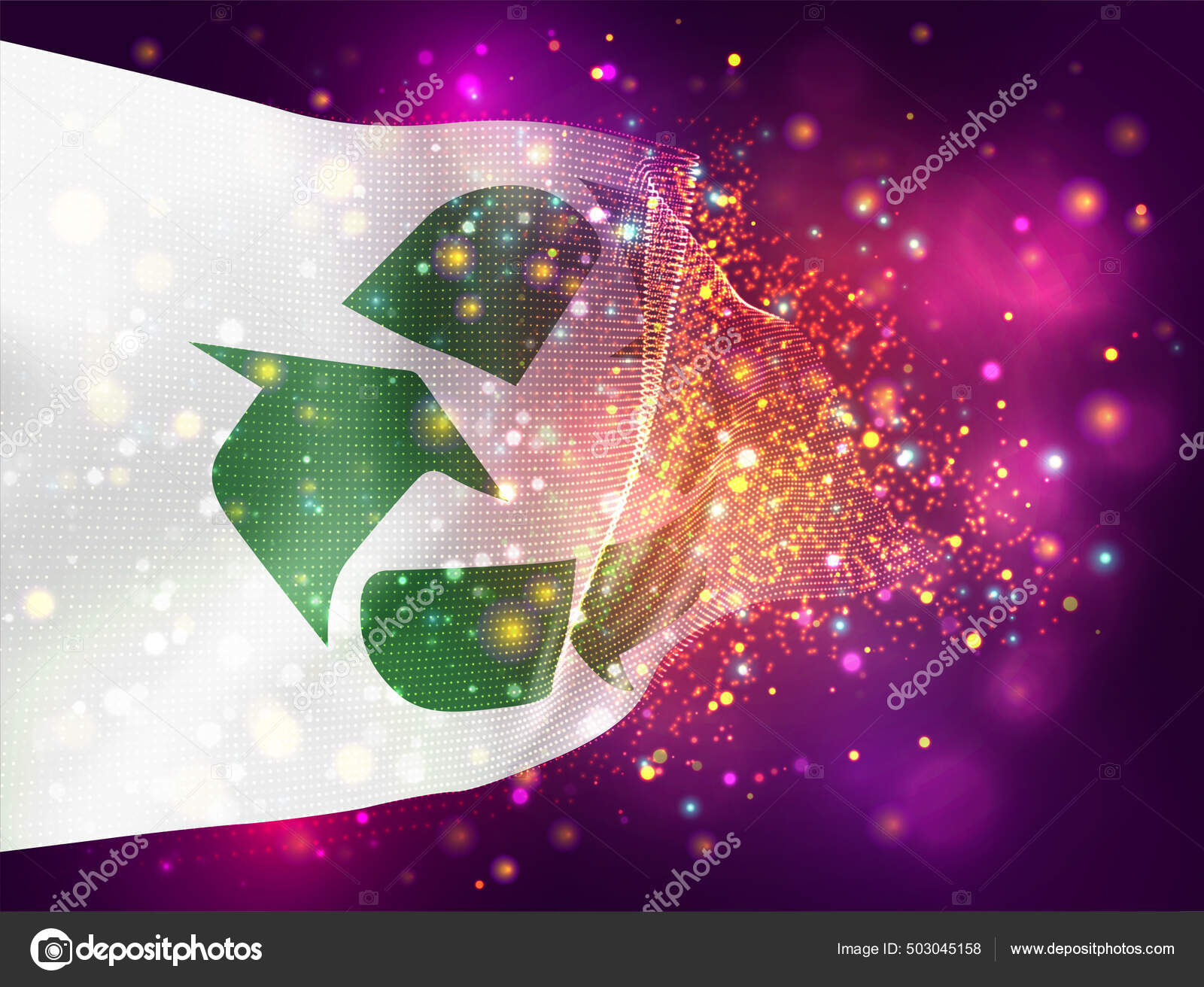 Basura Reciclaje Vector Bandera Sobre Fondo Rosa Púrpura Con ...