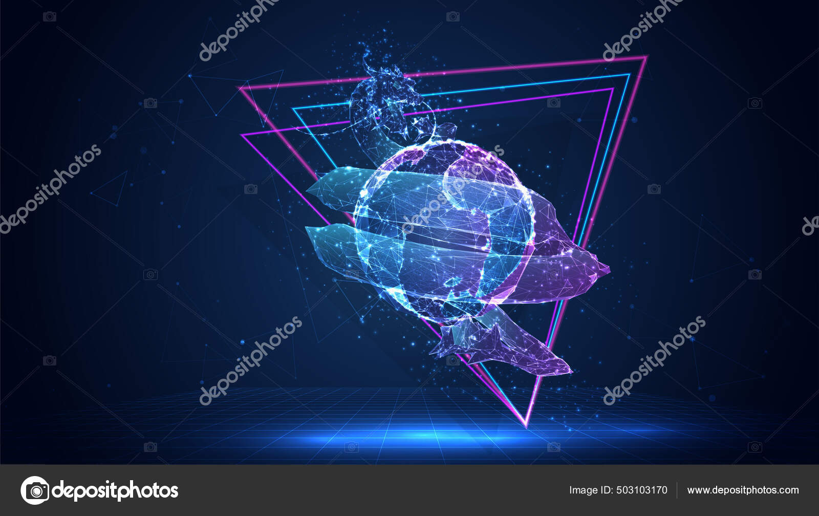 Vector Dragon Snake Blue Background Virtual Space Stock Vector Image by ...