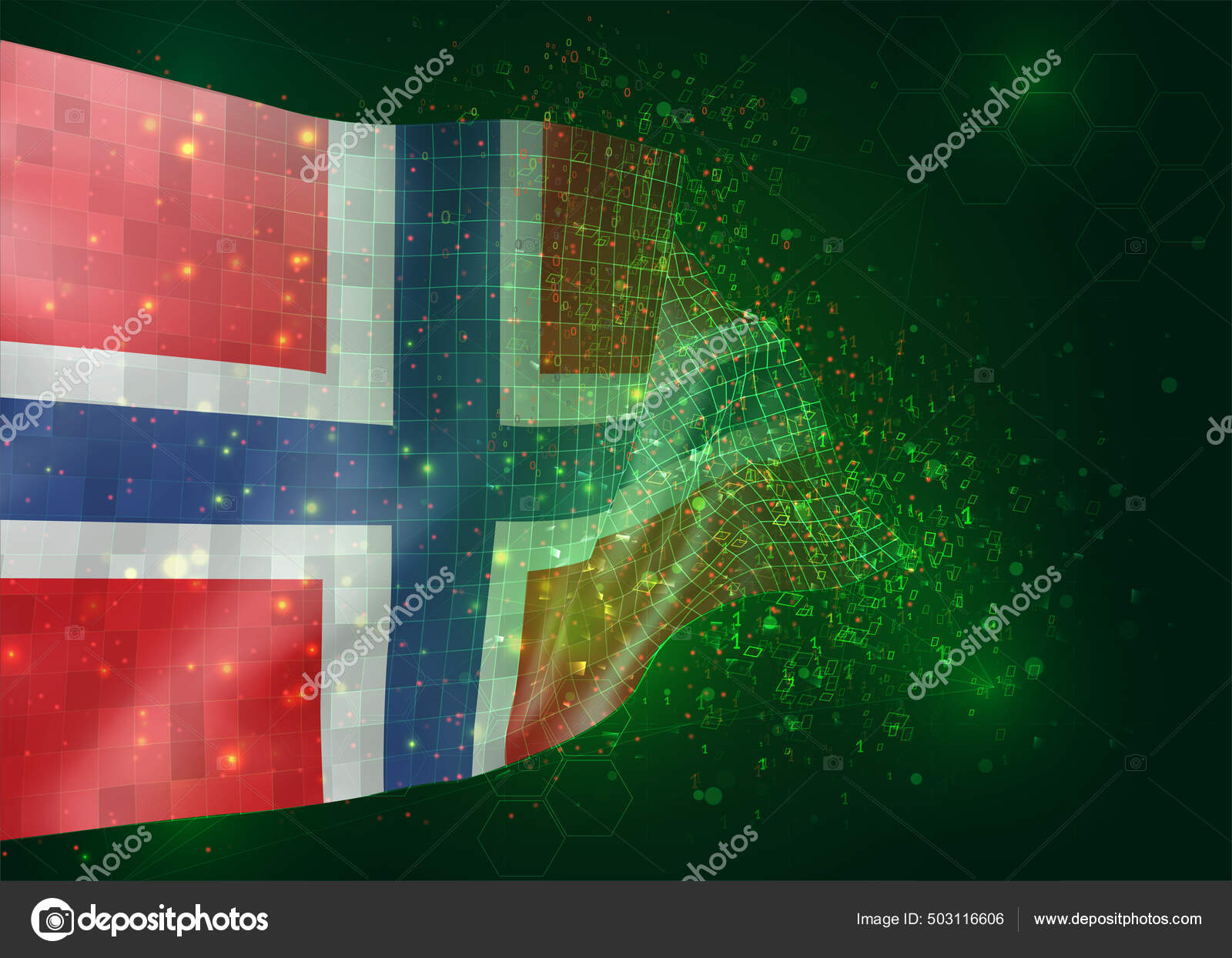 Norway Vector Flag Green Background Polygons Data Numbers Stock Vector ...