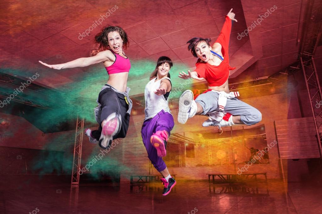 Fitness dancers jumping — Stock Photo © val_th #75200329