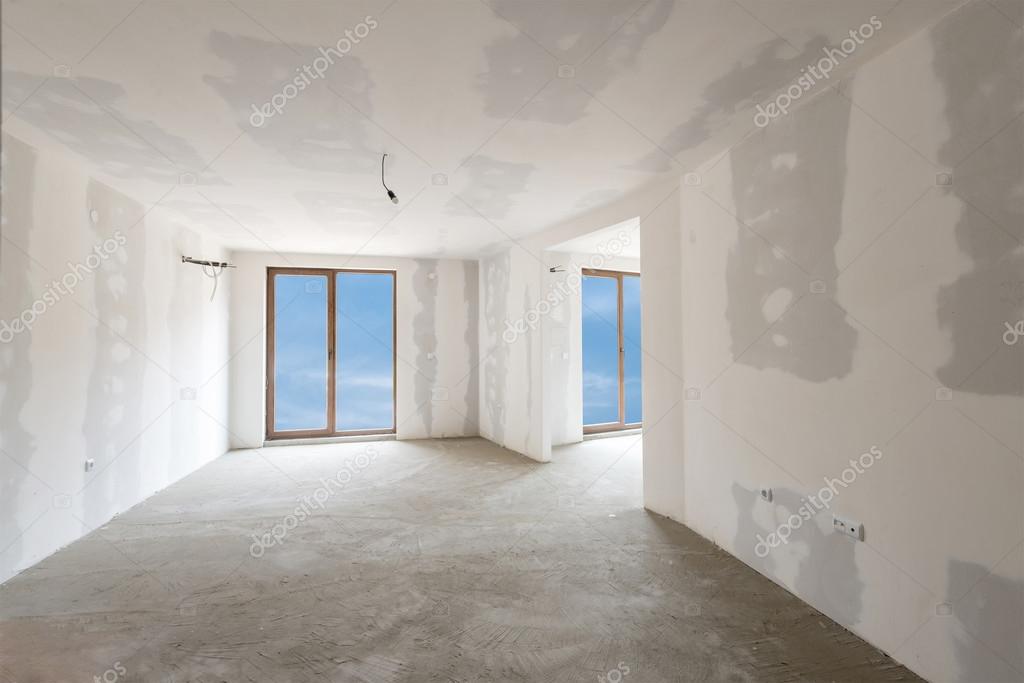 Unfinished building interior, white room (includes clipping path) Stock ...