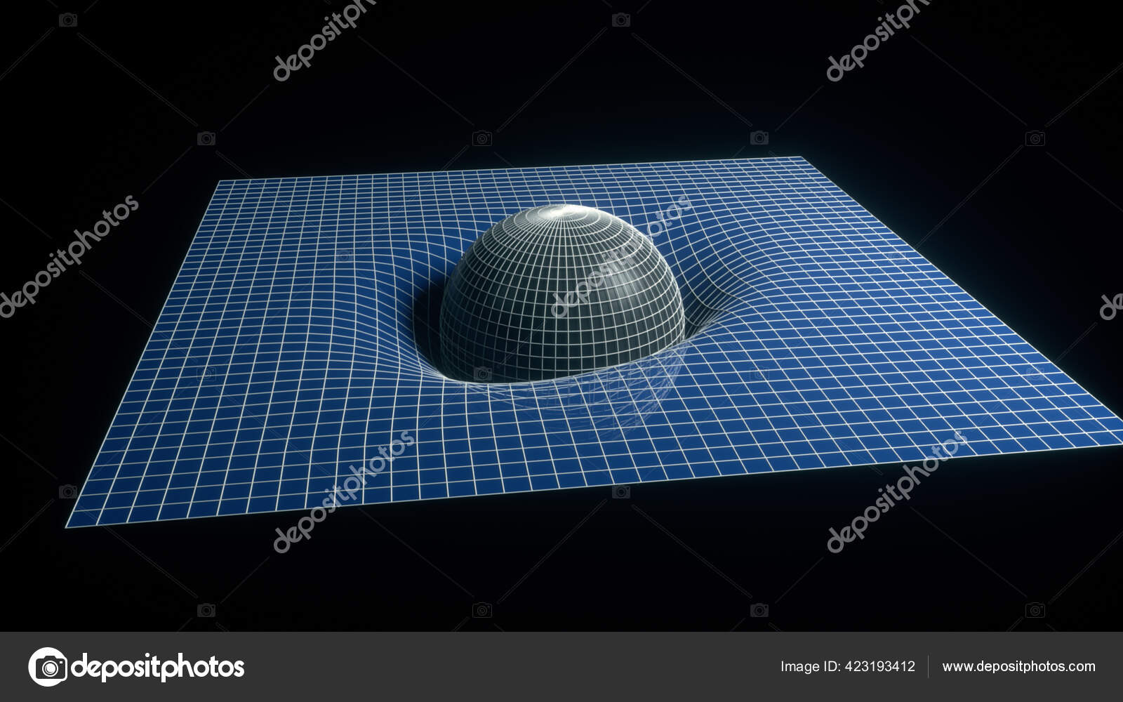 Scientific Concept Space Time Illustration Sphere Falls Surface — Stock ...
