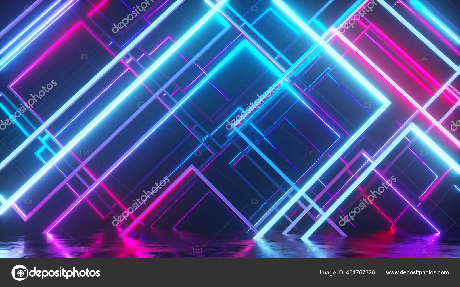 Movement Glass Neon Blocks Modern Ultraviolet Lighting Blue Purple ...