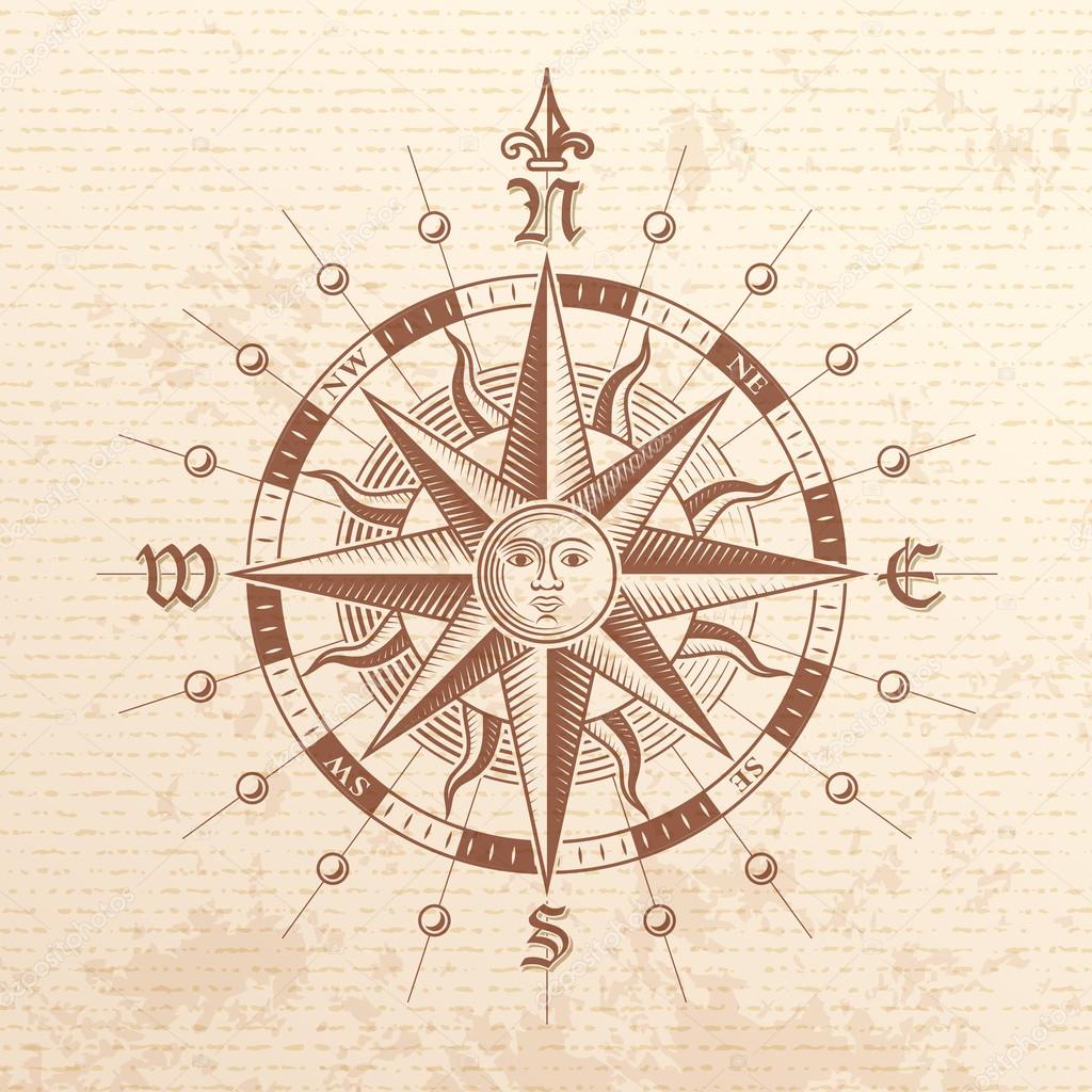 Old Compass Rose Drawing