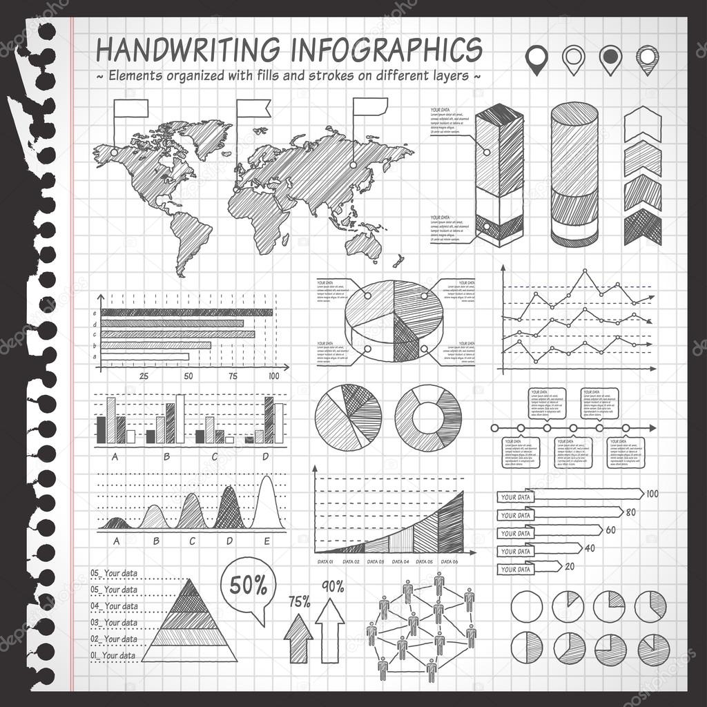 Notebook Black and White pen drawn infographics Stock Vector Image by ...