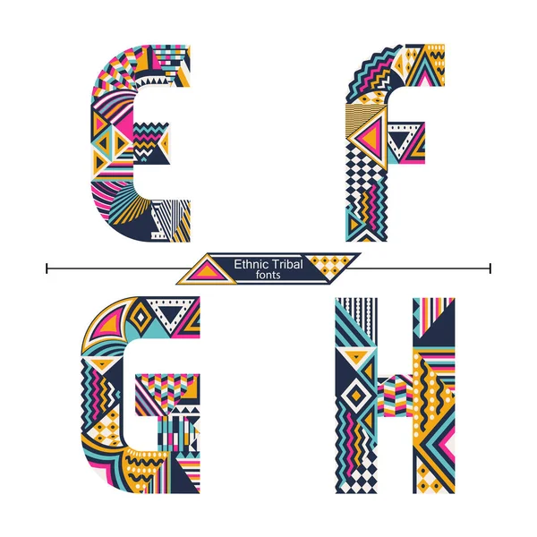 Vector Graphic Alphabet Set Colorful Ethnic Tribal Fonts Style Stock ...