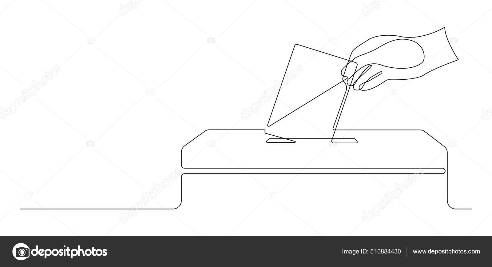 Continuous One Line Drawing Vote Ballot Box Hand Drawn Minimalism Stock ...