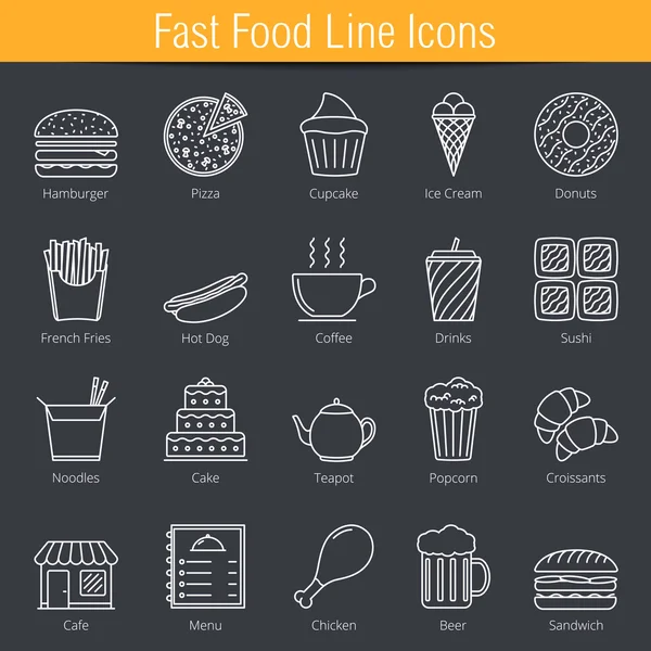 Fast Food Line Icons Stock Vector Image by ©human_306 #104062326
