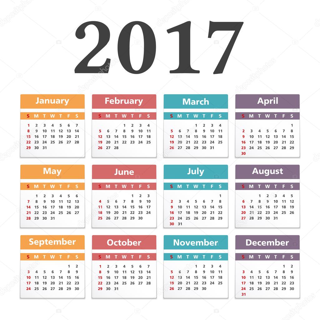 New Year 2017 Calendar — Stock Vector © human_306 #122734056