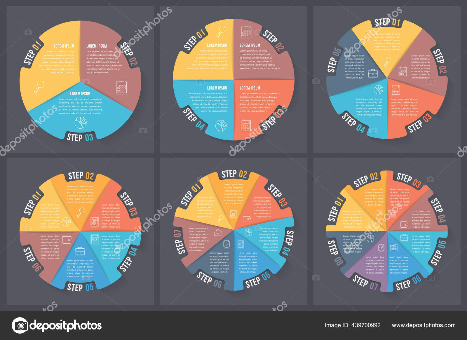Circle Infographic Templates Elements Steps Options Workflow Process ...
