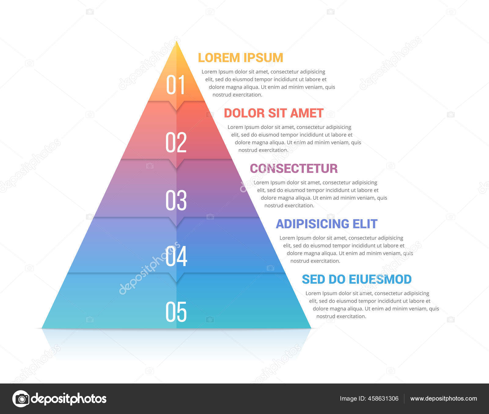 Pyramid Infographic Template Five Elements Soft Gradient Colors Vector ... Pyramid Infographic Template Five Elements Soft Gradient Colors Vector ...