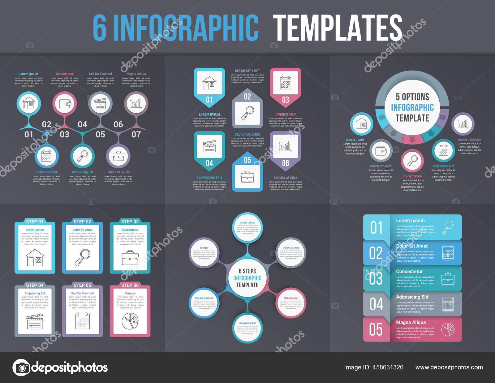 Infografiska Mallar Arbetsflöde Processdiagram Steg Alternativ Cirkel ...