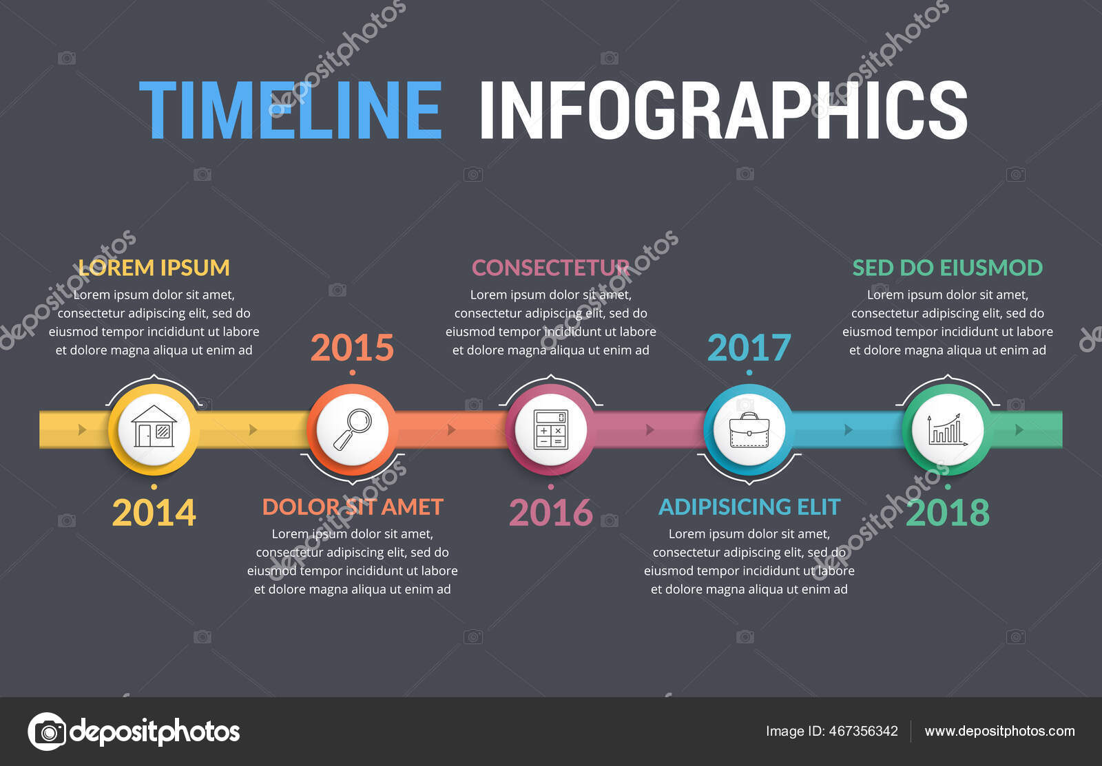 Timeline Infographics Template Workflow Process Diagram Vector Eps10 ...
