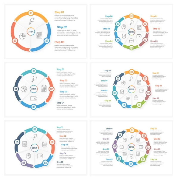 Set Infographic Elements Cricle Diagram Flowchart Pyramid Steps Options ...