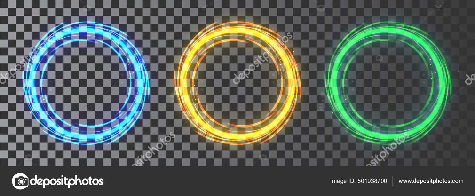 Glow circle set. luminous swirling. Elegant glowing circle. Sparking ...