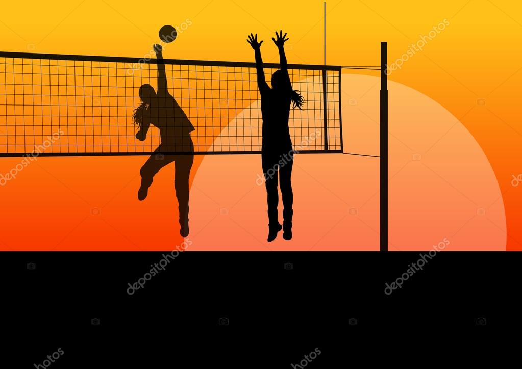 Voleibol mujer jugador vector fondo Vector de stock #61242389 de ©k3studija