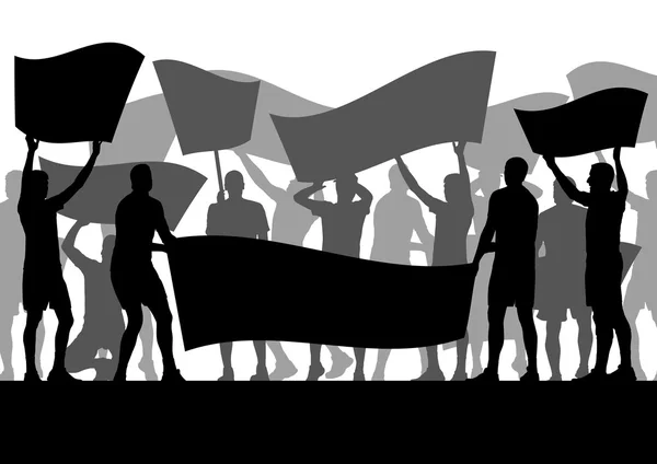 Protesters angry people crowd with posters and flags in abstract Stock ...