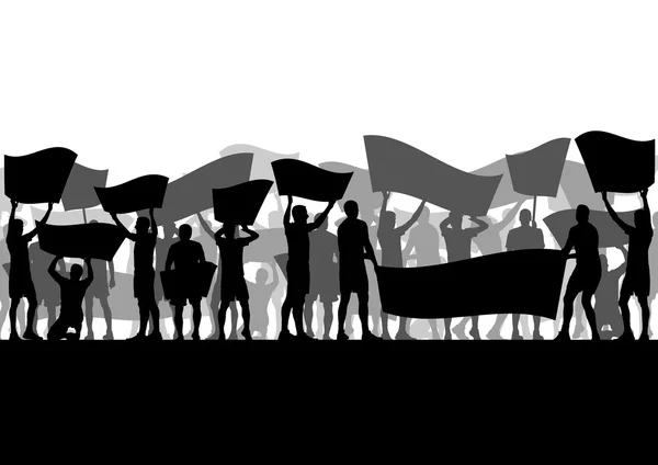 Protesters angry people crowd with posters and flags in abstract Stock ...