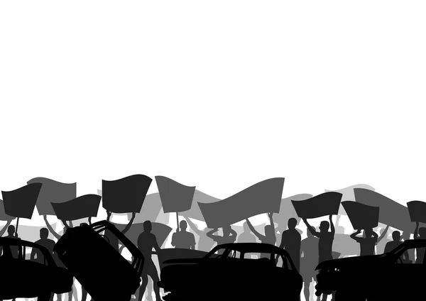 Protesters angry people crowd with posters and flags in abstract Stock ...