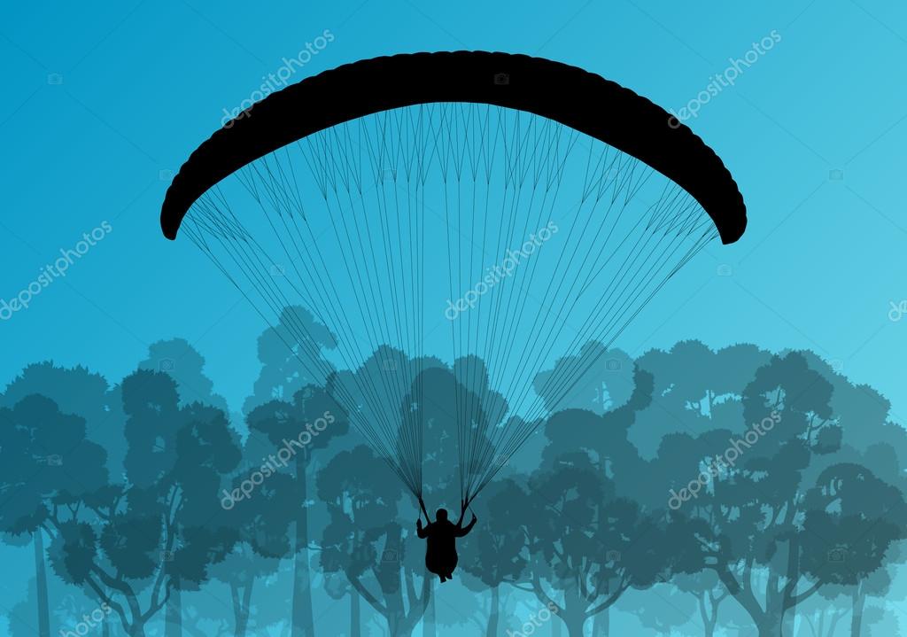 Parapente activo deporte fondo paisaje concepto vector Vector de stock ...