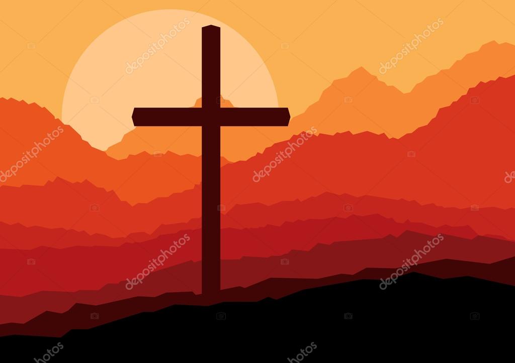Cross and nature landscape vector concept background Stock Vector by ...