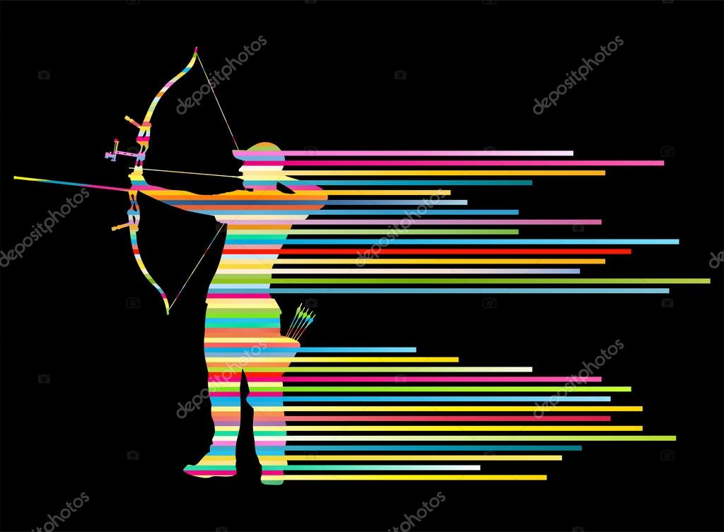 Archer man bending bow vector background concept Stock Vector Image by ...