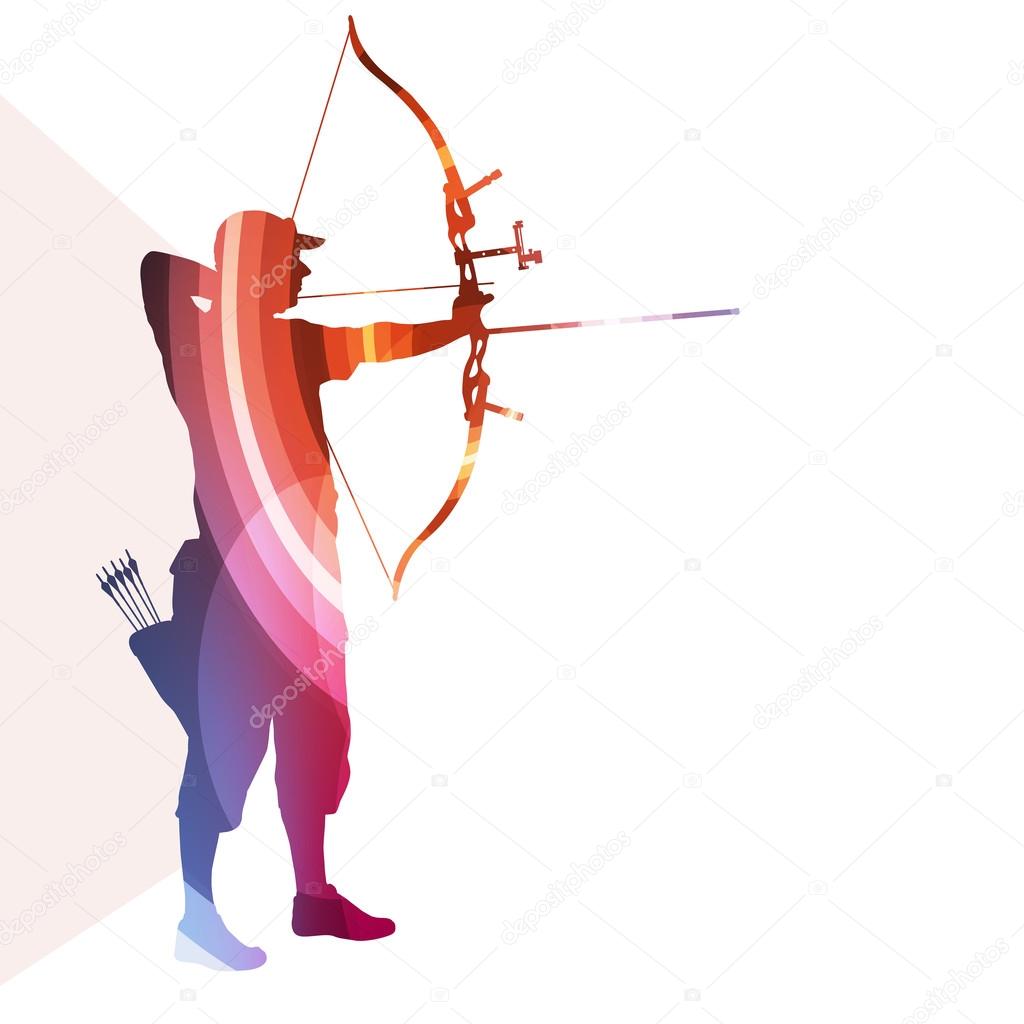 Archer training bow man silhouette illustration vector backgroun Stock ...