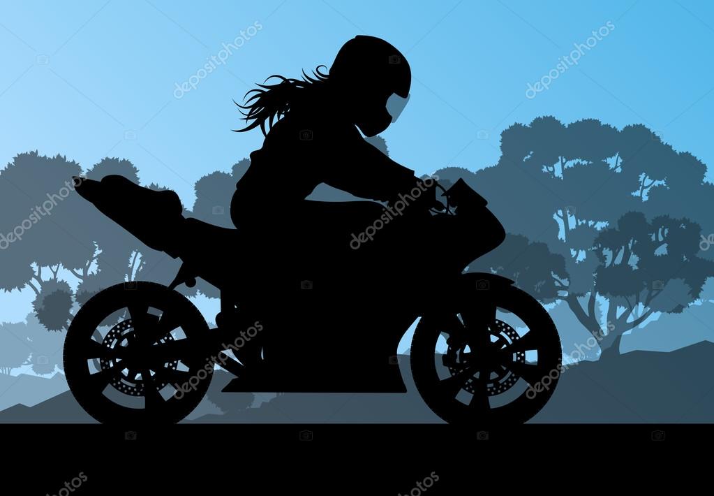 Motorcycle performance extreme stunt driver woman vector backgro Stock ...
