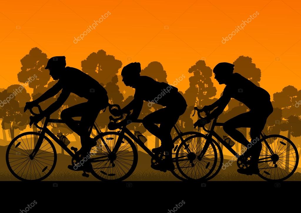 Cyclist Group Silhouette