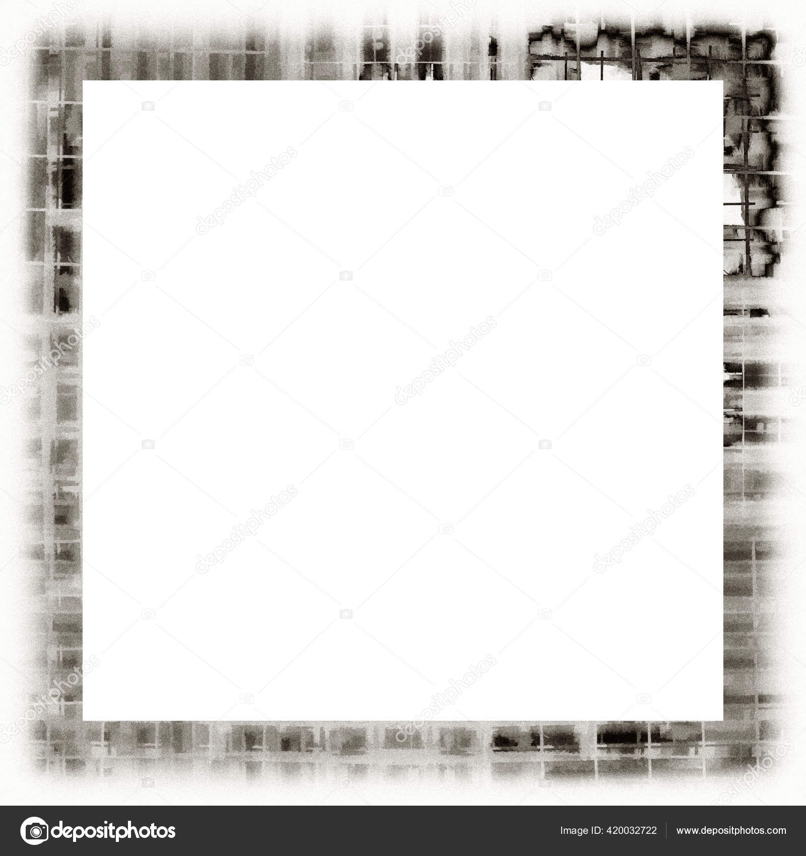 Grunge Scratched Frame Watercolor Texture Black White Copy Space Middle ...