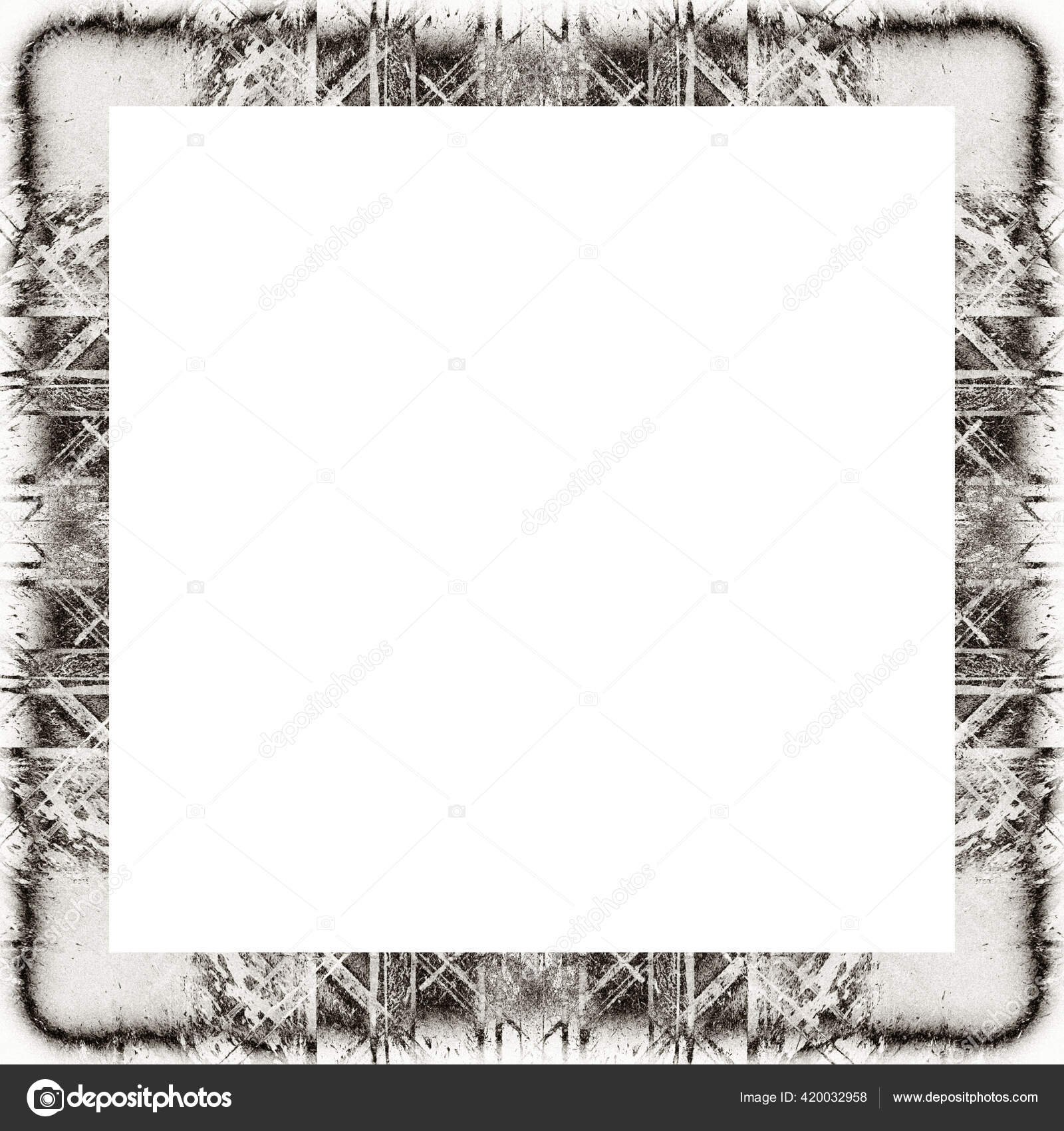 Grunge Frame Scratch Watercolor Effects Black White Texture Copy Space ...