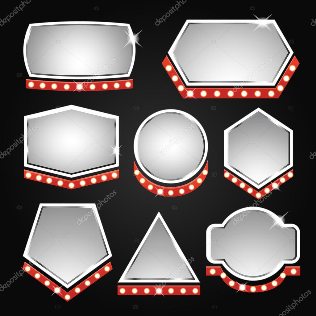 Silver banners frame with lights Stock Vector Image by ©hugolacasse ...