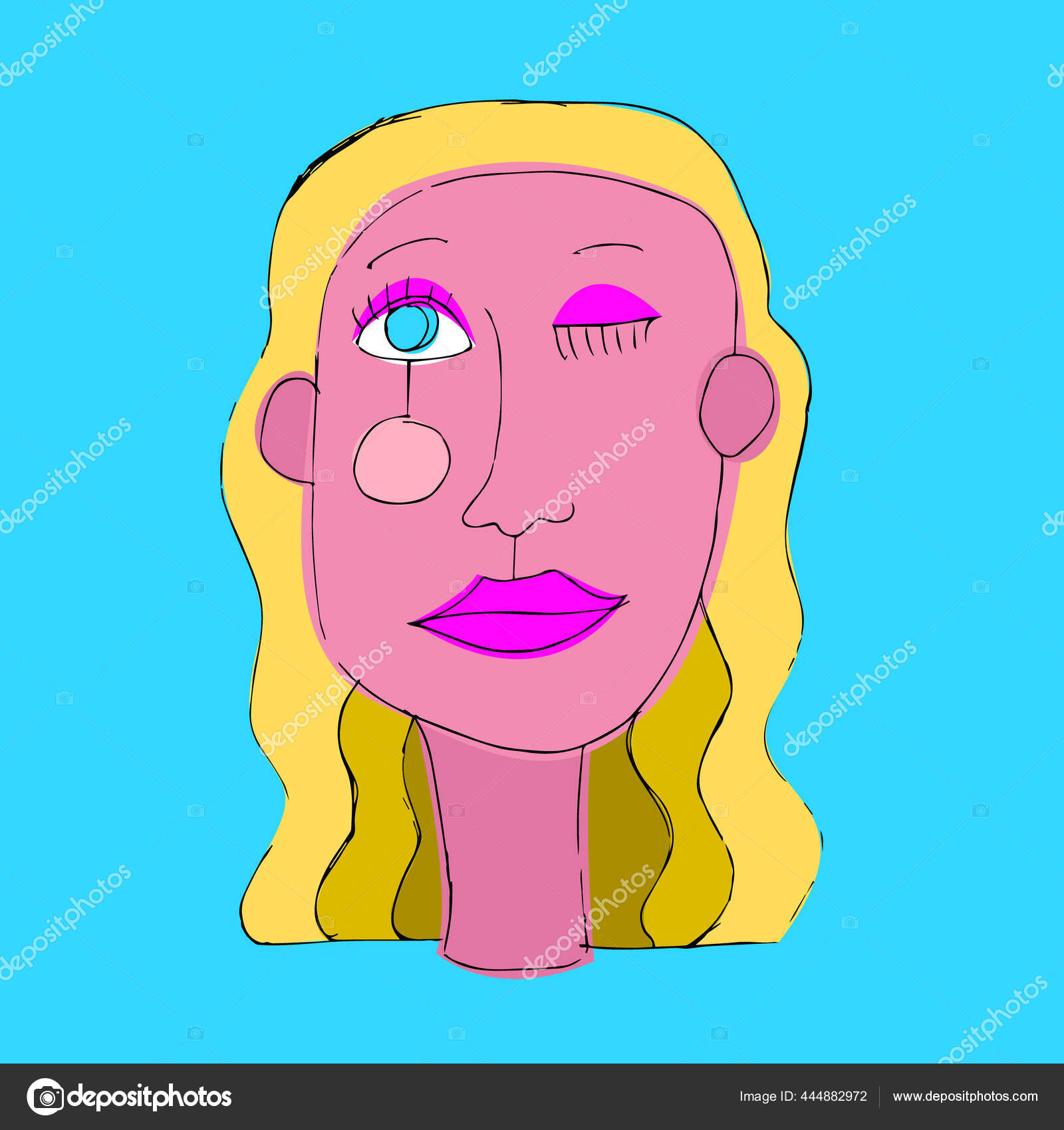 Colorful Surrealist Vector Artistic Woman Face Stock Vector By