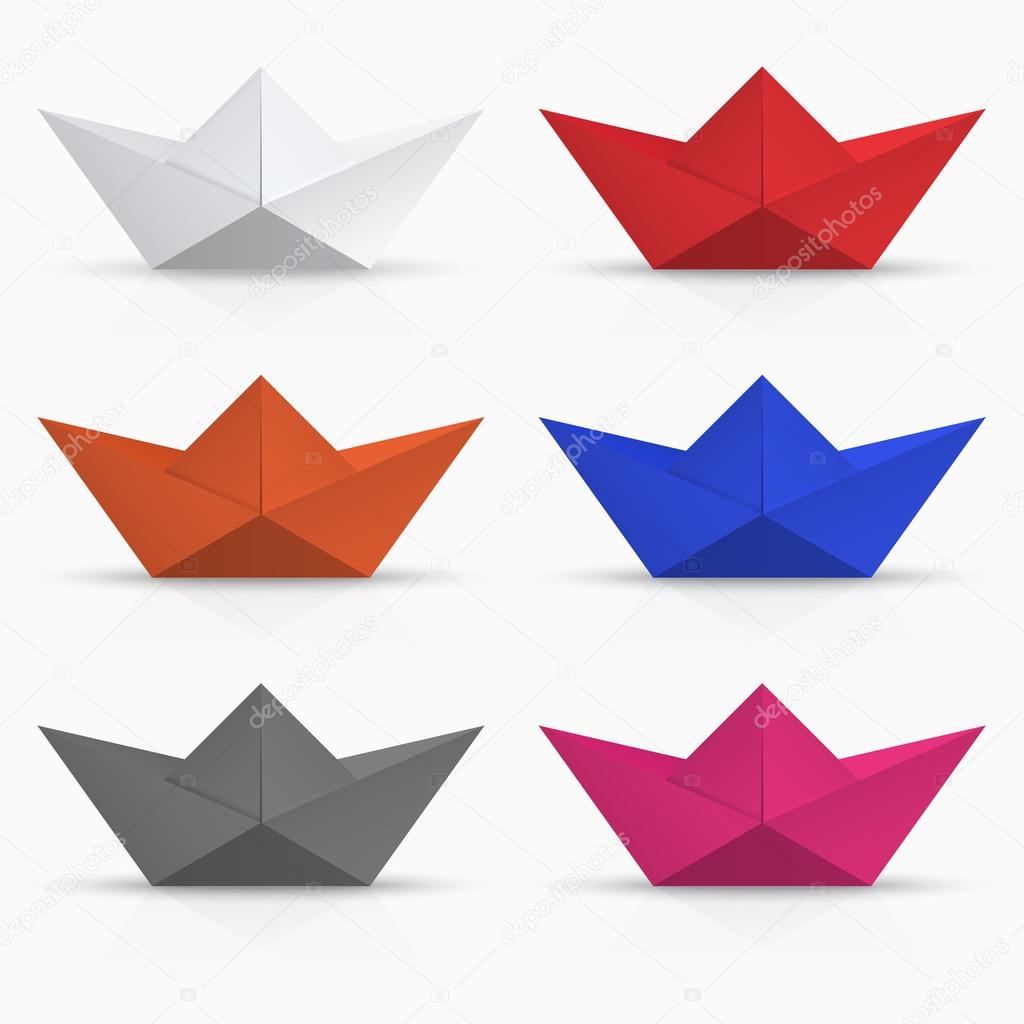 Vector modern origami boat set on white Stock Vector Image by ©trambo ...