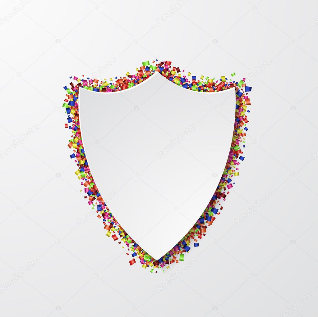 Vector modern shield with confetti on white Stock Vector Image by ...