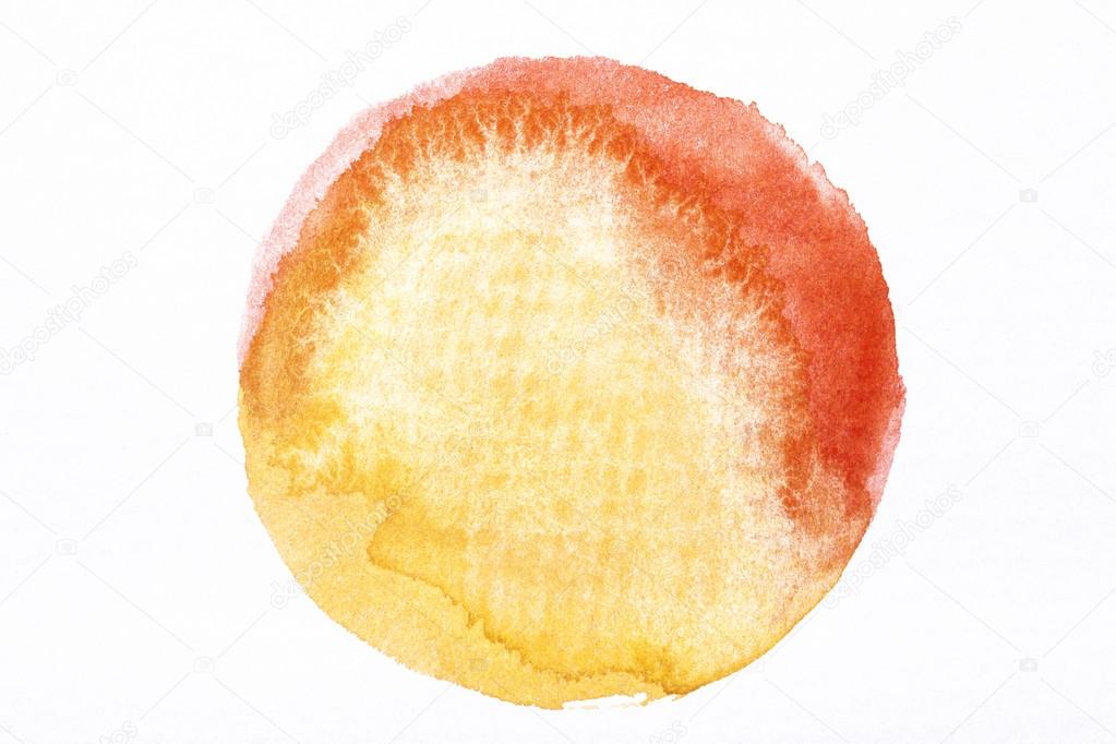 Art watercolor red and yellow gradient circle paint stain isolat Stock ...