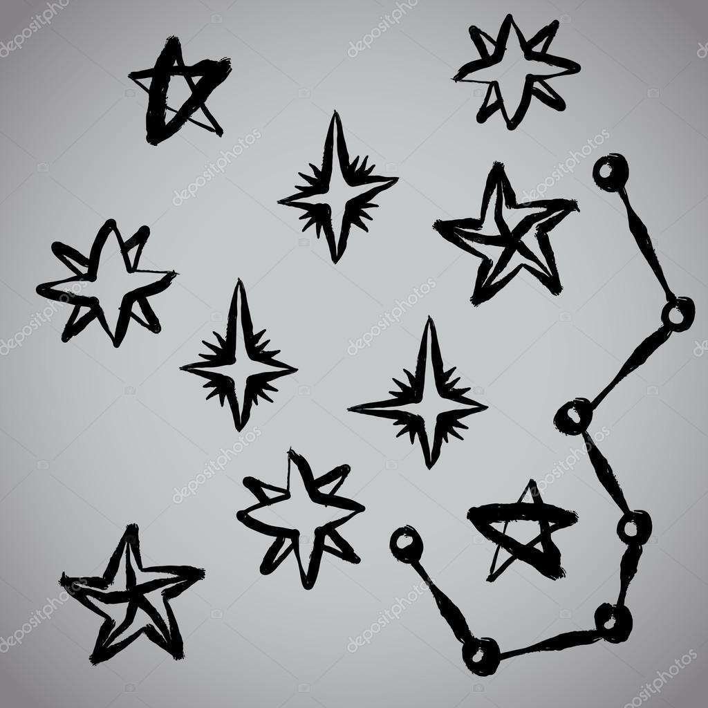 Veactor: Grunge drawing star sets with brushwork Stock Vector Image by ...